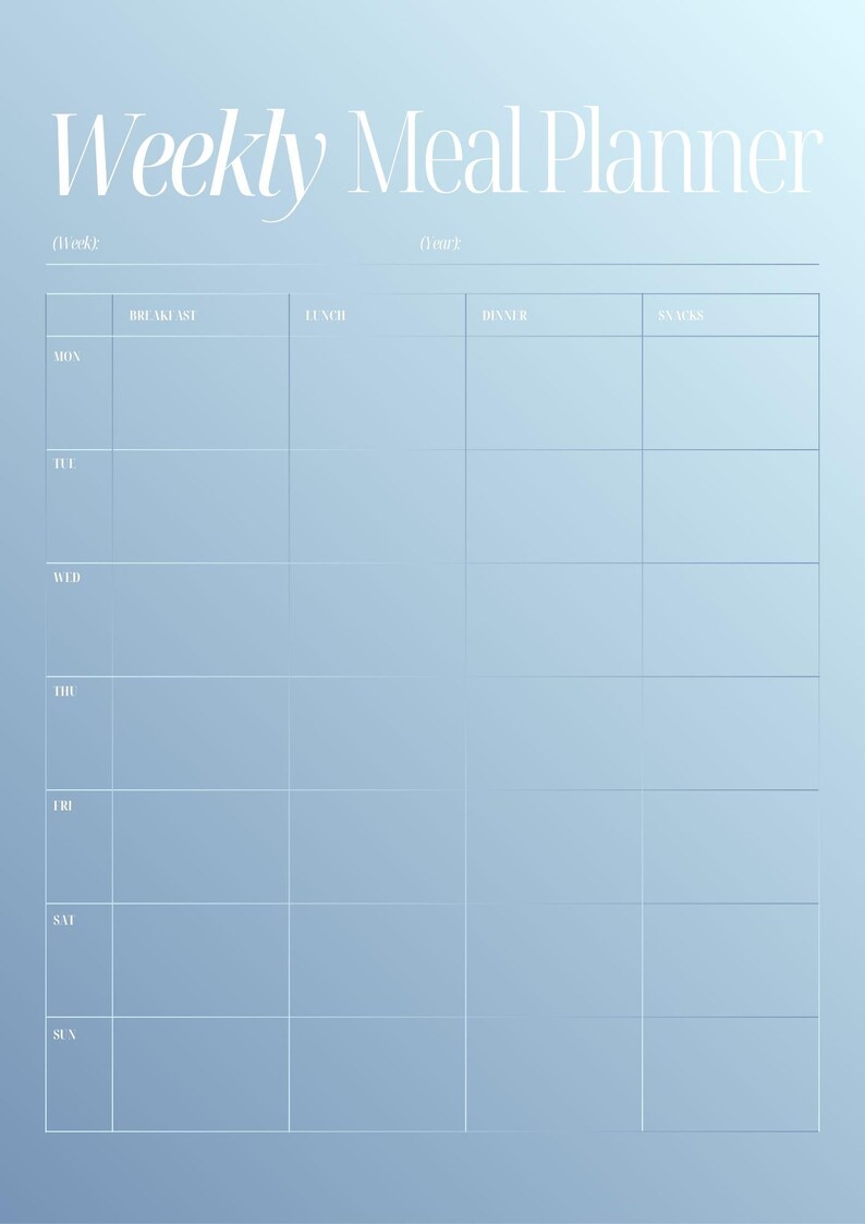 Printable Weekly Meal Planner - Etsy