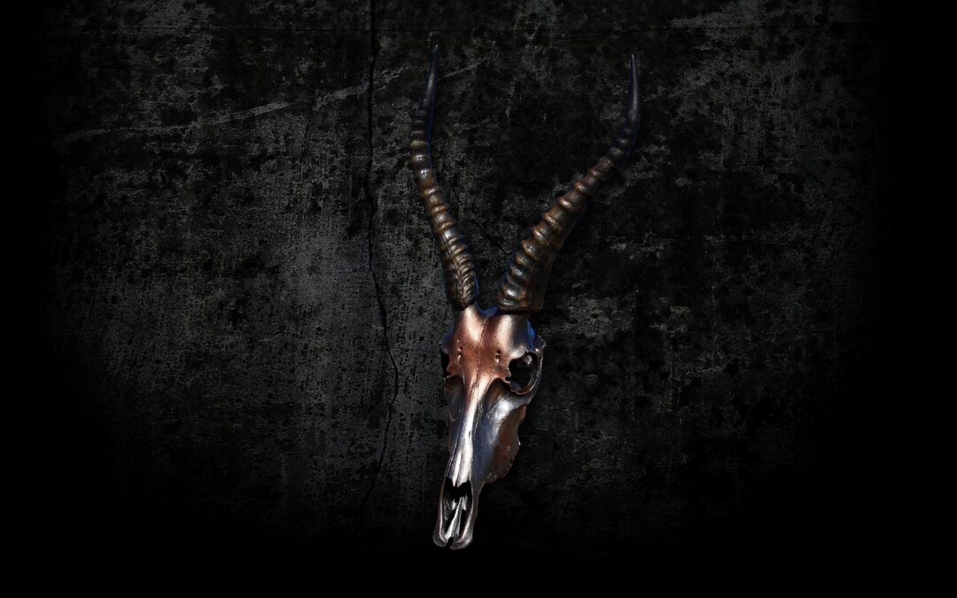 Hand-painted Antelope Skull – Bronze & Gunmetal Finish – Real Skull Art ...