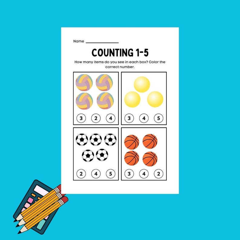 Preschool Math Worksheets | Ball Theme Addition to 5 | Early Learning ...
