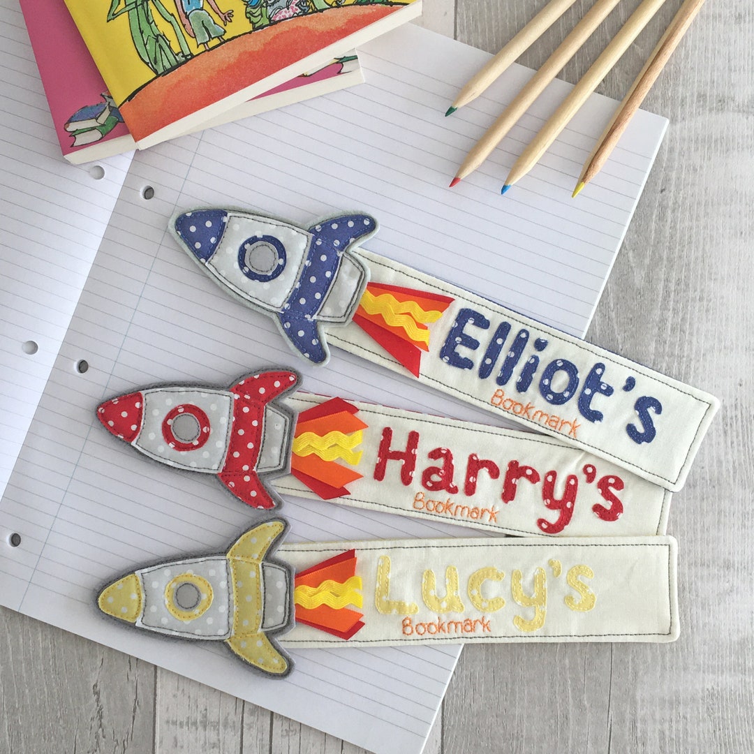 Personalised Handmade Children's Rocket Ship Bookmark - Etsy