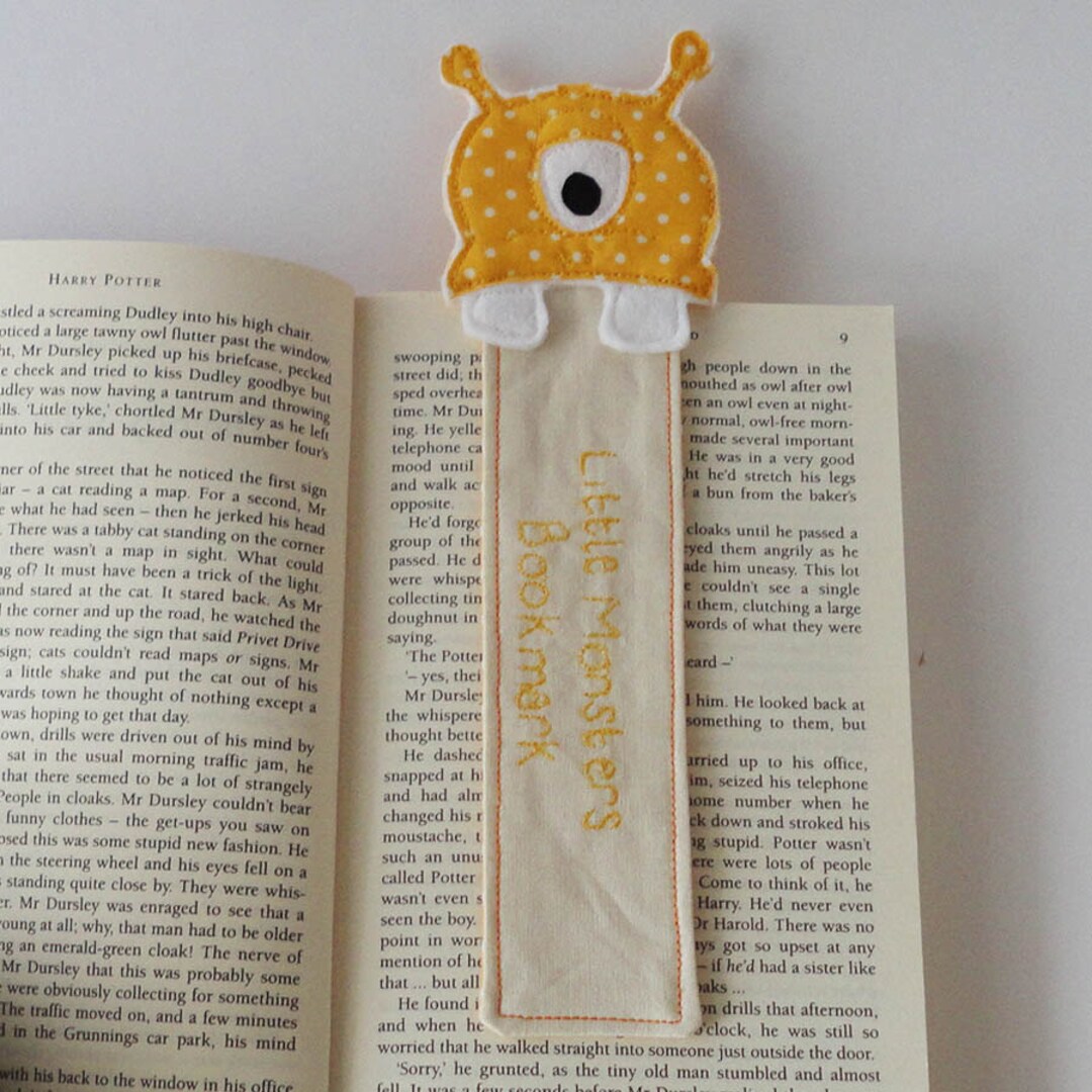 Children's Yellow Polka Dot 'little Monster' Bookmark - Etsy