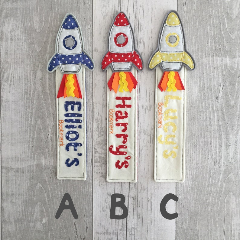 Personalised Handmade Children's Rocket Ship Bookmark - Etsy