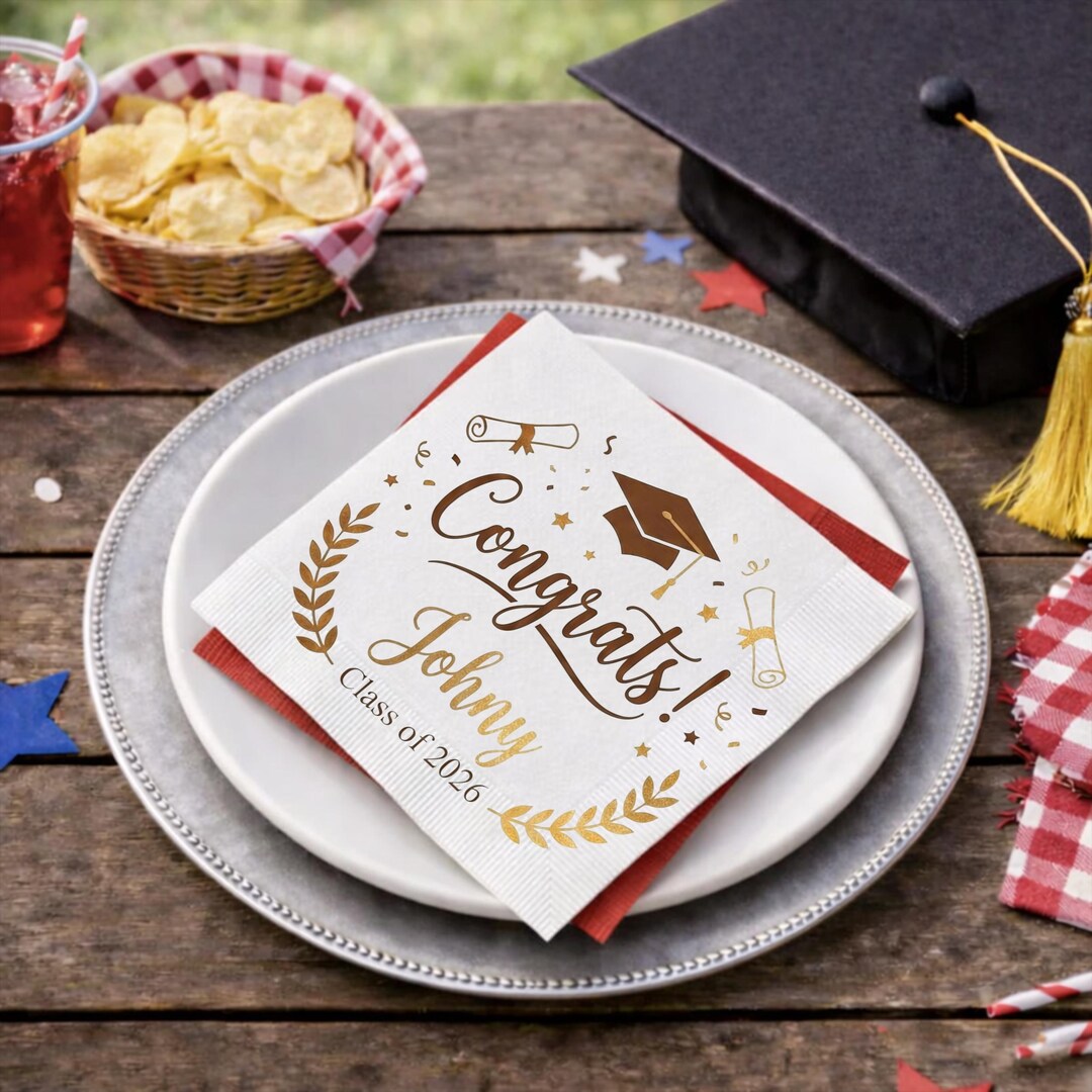 Personalized Graduation Napkins Class of 2026, Custom Congrats Grad ...