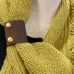 Classic Leather Scarf Cuff, Handmade, Shawl Cuff, Fastener, Natural ...