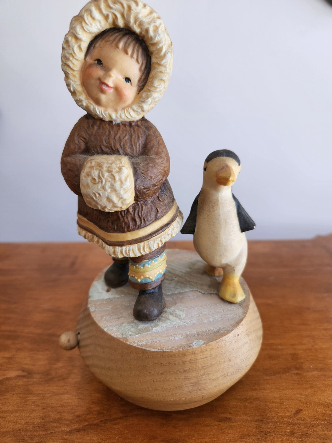 Vintage Anri Italy Eskimo and Penguin Music Box - Etsy