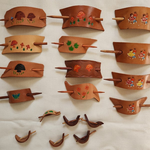 Leather Fashion Hair & Head Jewelry Sunburst Leather Stick Barrette ...