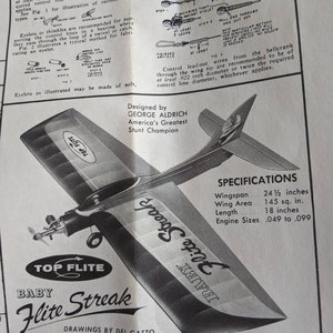 Vintage Baby Flite Streak Top Flite Toy Model Plane - Etsy