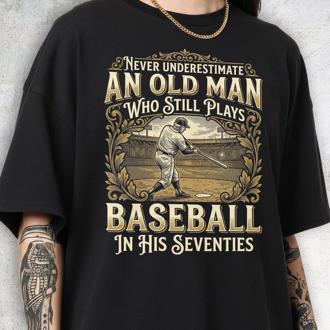 Old Man Baseball Player Shirt, Grandpa Ballplayer Tee, Seventies ...