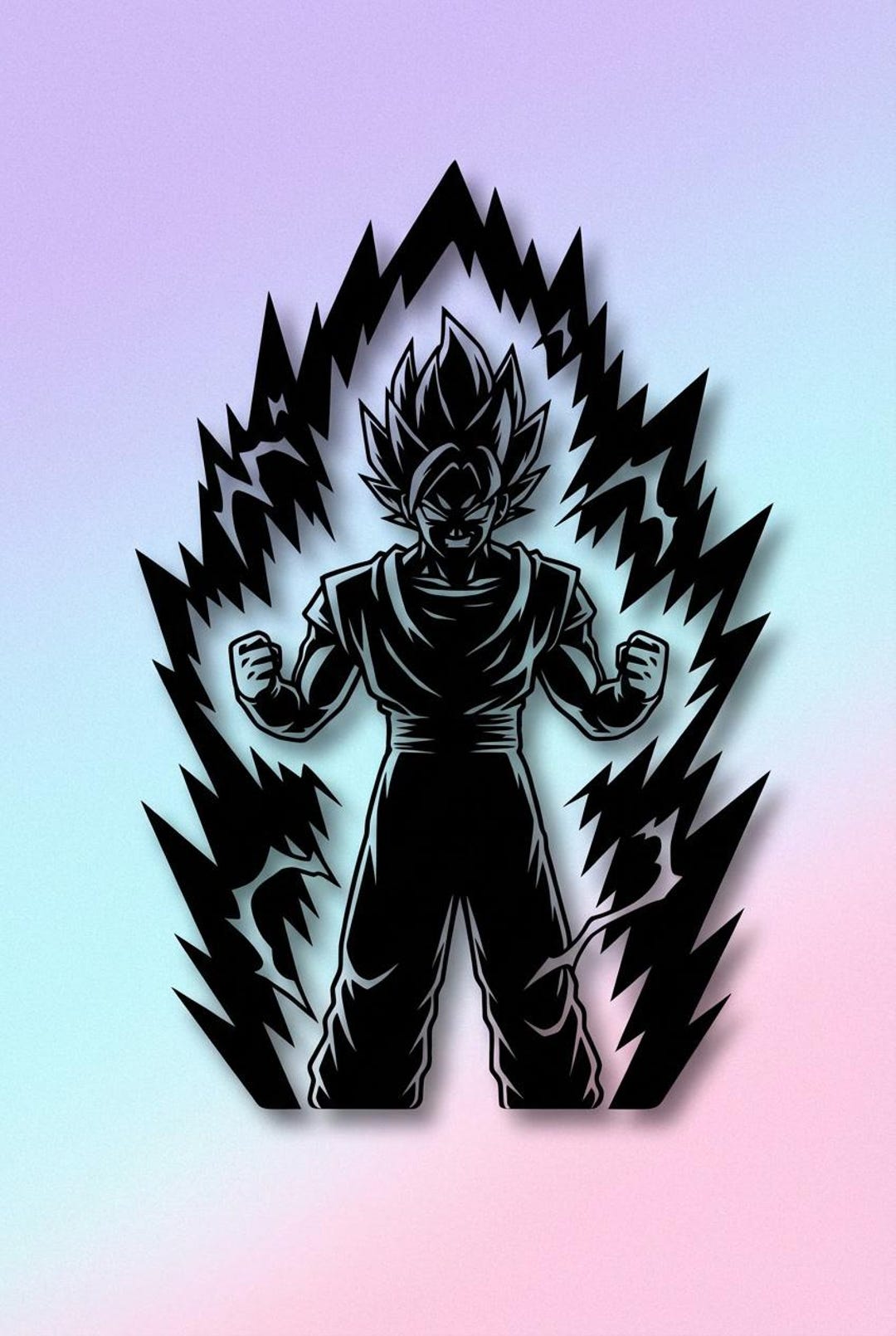 Goku Super Saiyan Angry SVG File | Anime Art | Serious Pose | Digital ...