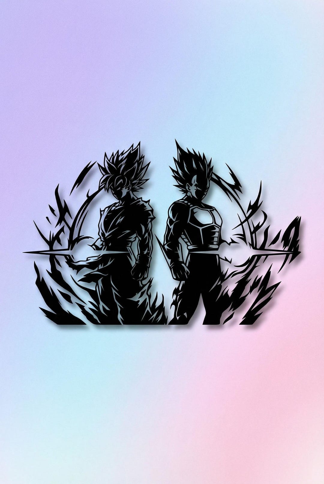 Saiyan Fighters SVG and PNG, Iconic Duo Cut File, Anime Rivals Design ...