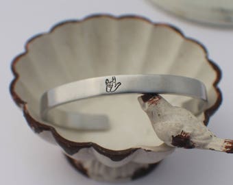 Custom Name Bracelet Exclusive Sign Language Jewelry Name Cuff Bracelet ...