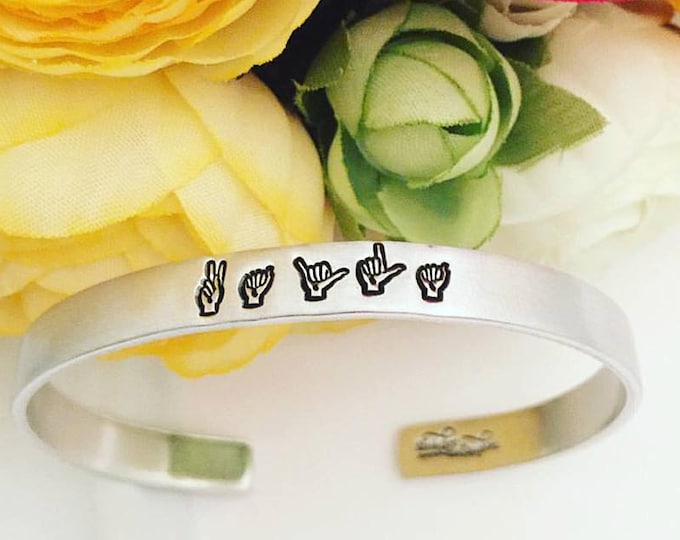 Custom Name Bracelet - Exclusive Sign Language Jewelry - Name Cuff ...