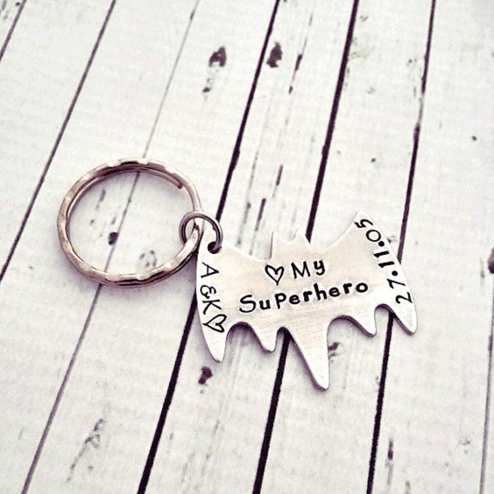 My Superhero Keychain Hand Stamped Superhero Keychain - Etsy