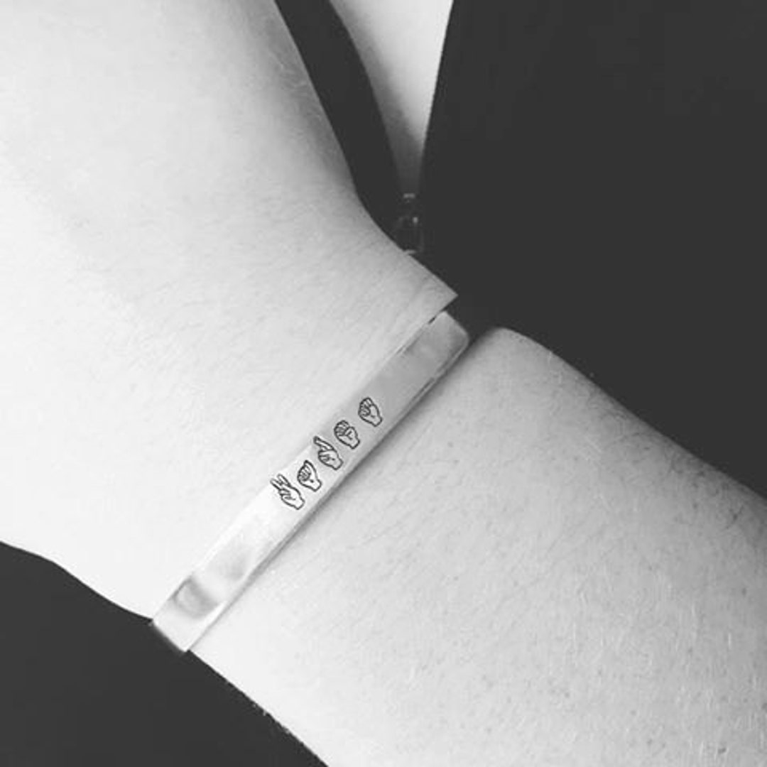 Sign Language Name Cuff Bracelet - Hand Stamped Jewelry - Stacking ...