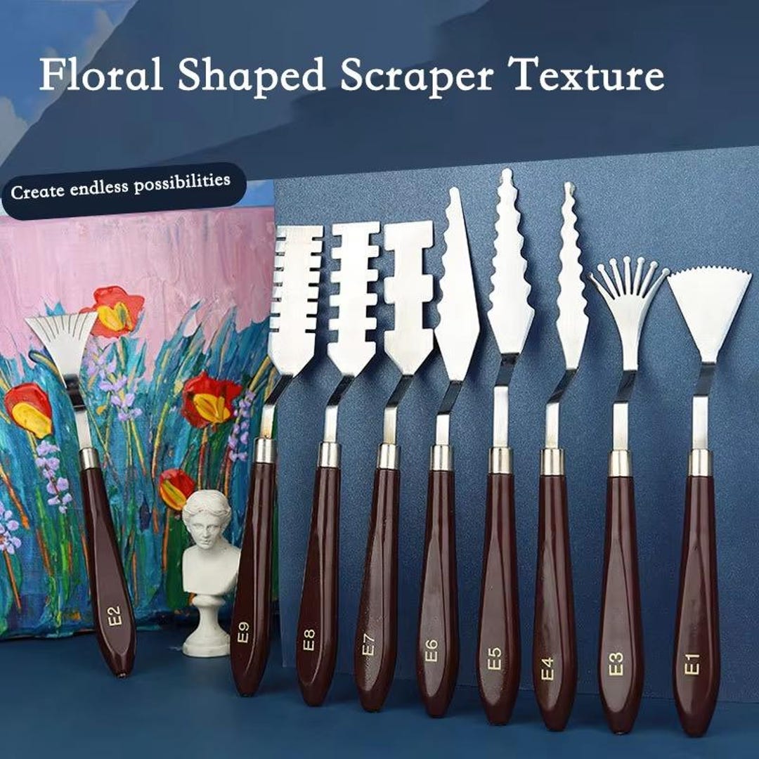 Palette Knife Set - 9pc Texture Scrapers for Acrylic & Oil Painting - Etsy