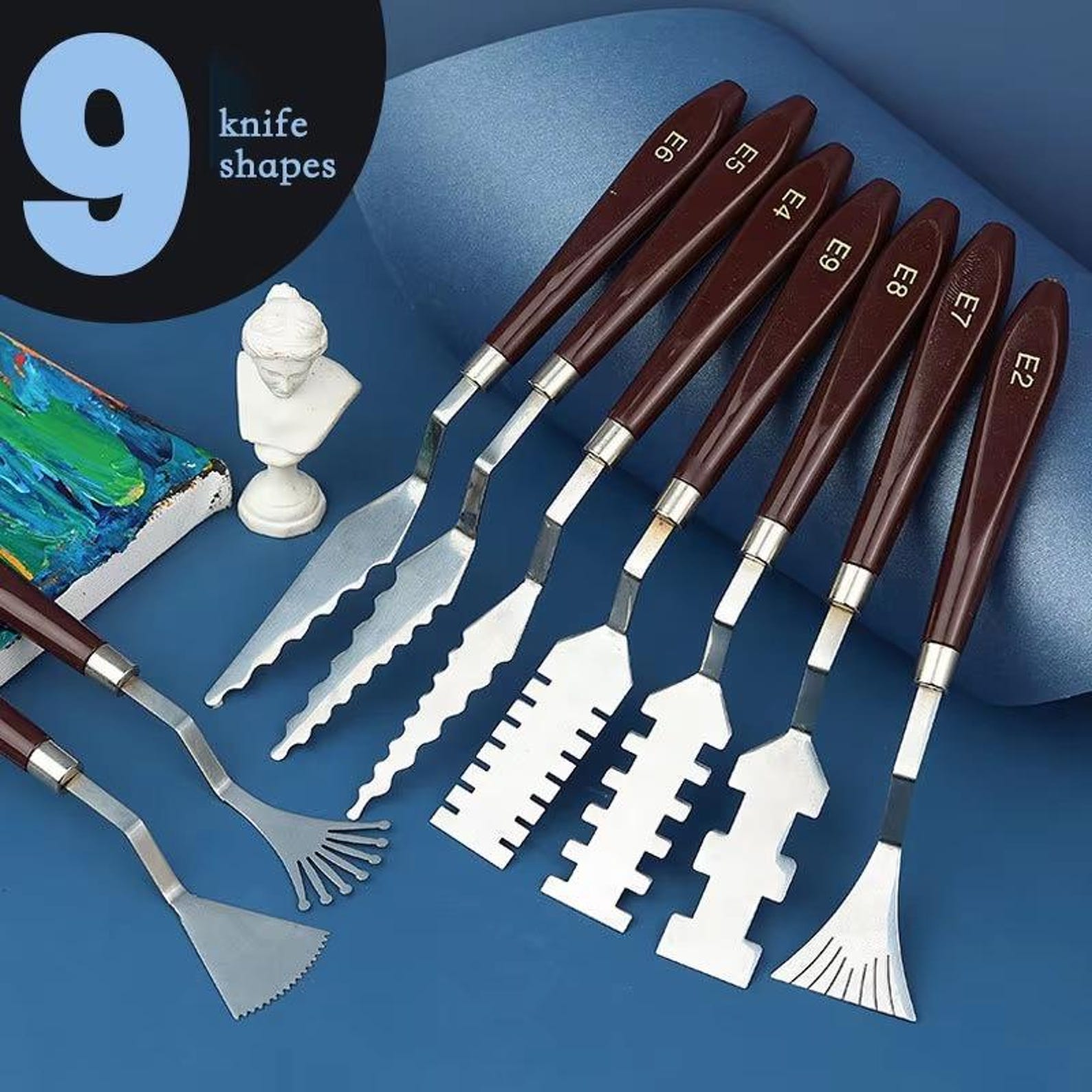 Palette Knife Set - 9pc Texture Scrapers for Acrylic & Oil Painting - Etsy