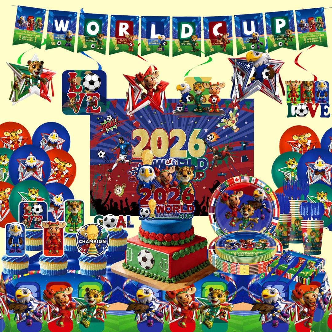 2026 World Cup Mascots Party DÉcor-banner,cake Topper,balloon ...