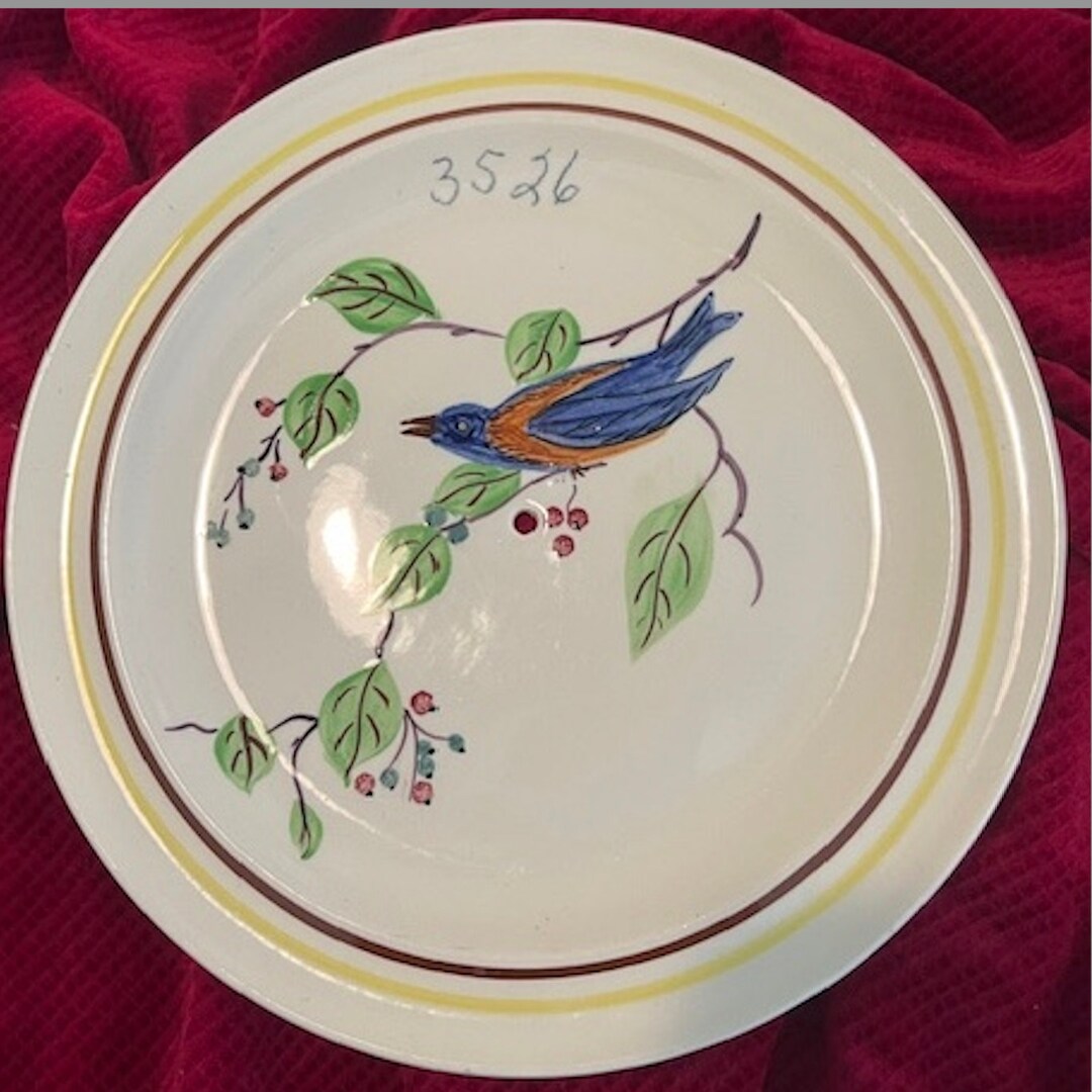 Unusual Blue Ridge Astor Songbird 'western Blue Bird Plate REDUCED - Etsy