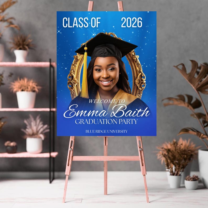 Blue Graduation Welcome Sign, Photo Poster, Class of 2026 (digital ...