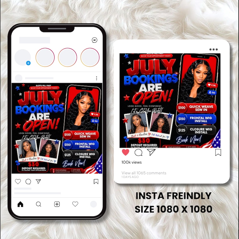 July Booking Flyer Template, Summer Beauty Flyer, Now Booking July ...