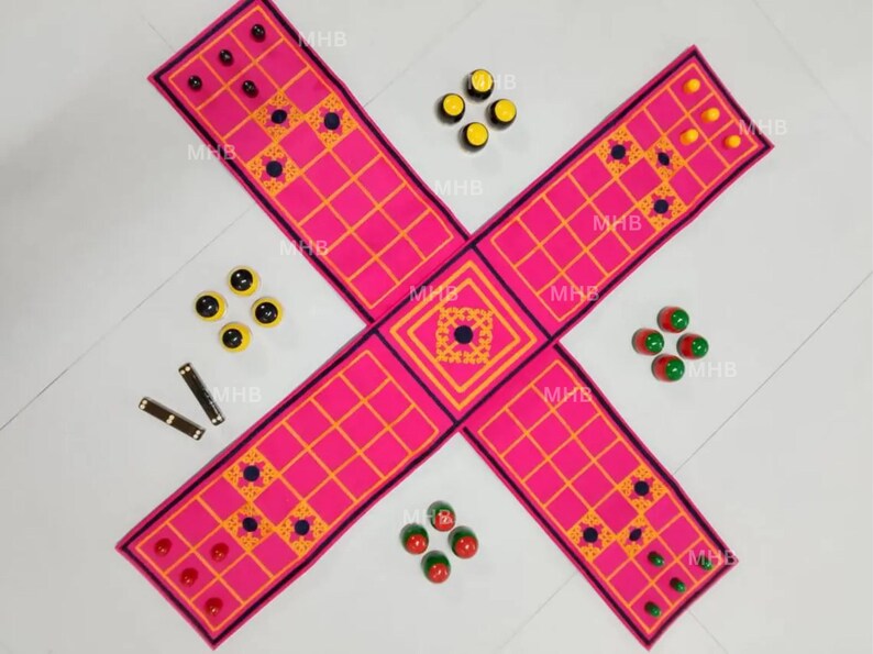 Traditional Indian Chaupad Board Game Set | Handmade Fabric Chopat Game ...