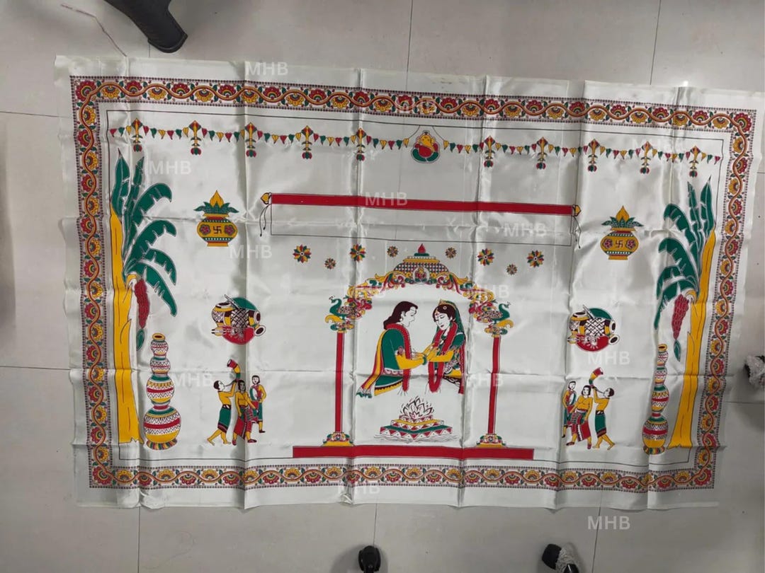Hindu Wedding Antarpat Cloth | Satin Ceremony Fabric - Etsy