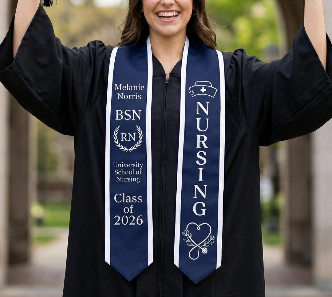 Personalized Nursing Stole Class of 2026, Custom BSN RN Graduation Sash ...