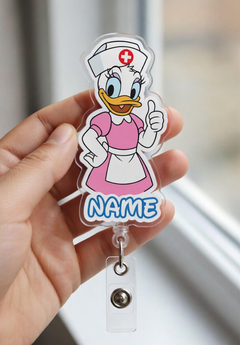 Custom Name Nurse Duck Badge Reel, Cute Cartoon ID Holder, Retractable ...