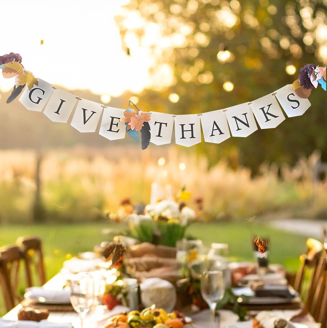 Give Thanks Thanksgiving Banner, Fall Garland (digital Download) - Etsy
