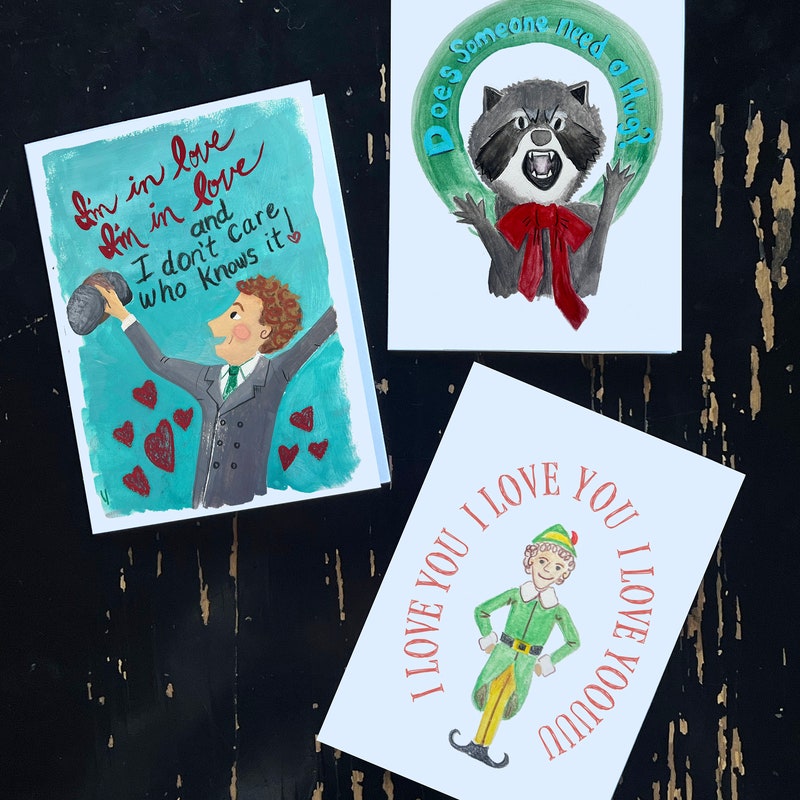 Elf Raccoon Card - Etsy