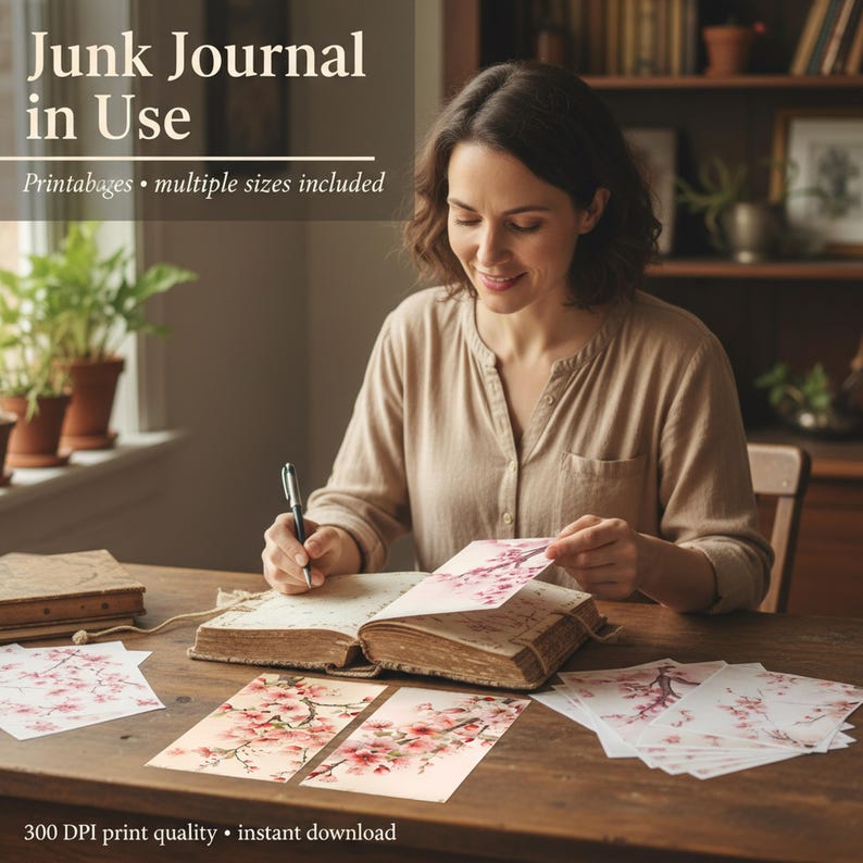 Cherry Tree Junk Journal Kit Printable | Vintage Cherry Blossom Journal ...