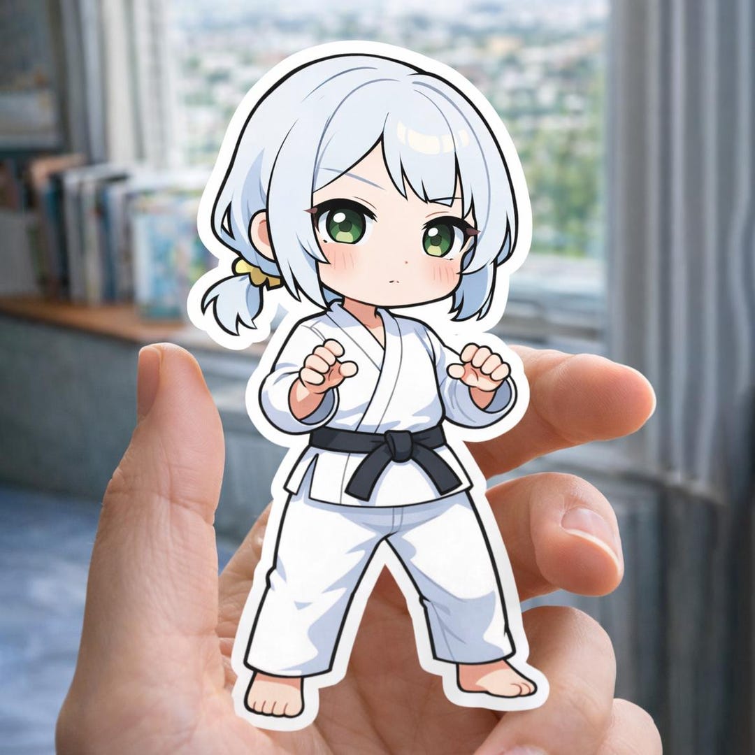 BJJ Girl Sticker PNG | Chibi Jiu Jitsu Fighter | Martial Arts Digital ...