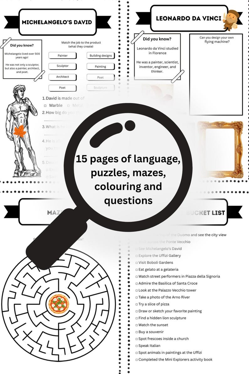 Printable Florence Children's Travel Activity Book - Etsy