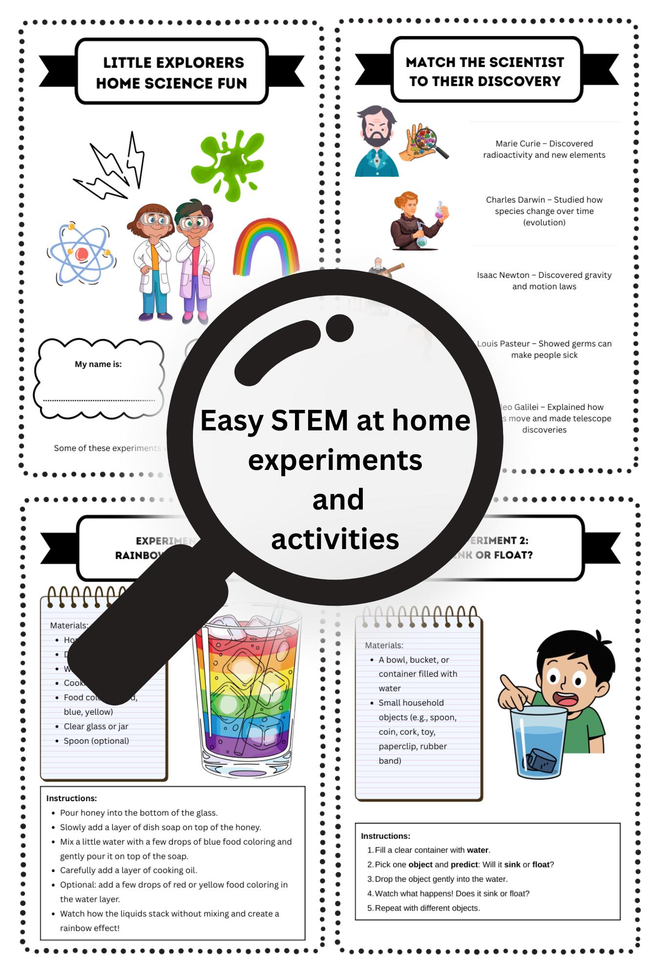 Printable STEM Activities for Home - Etsy