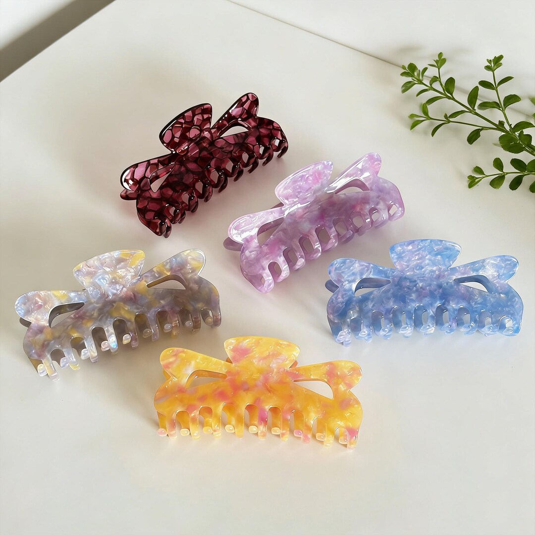 Colorful Tortoiseshell Hair Claw, Trendy Marble Hair Clip, Non-slip ...