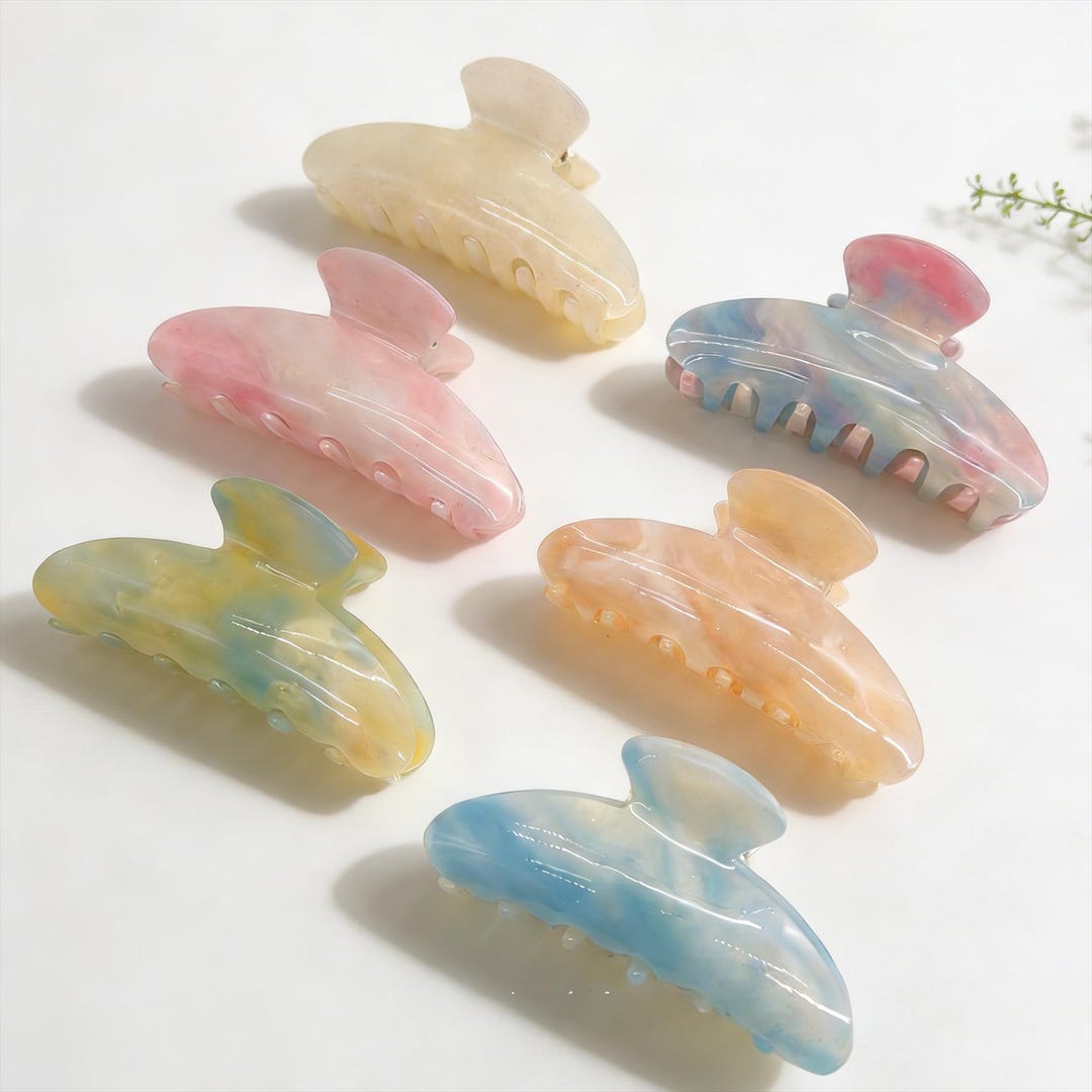 Marbled Acrylic Hair Claw Clip, Pastel Gradient Claw Clips, Aesthetic ...