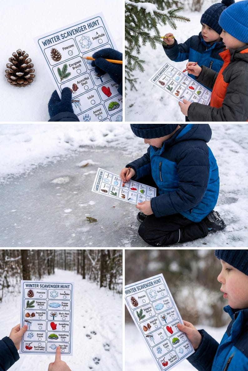 Chasse au trésor hivernale pour enfants | Liste de contrôle pour une ...