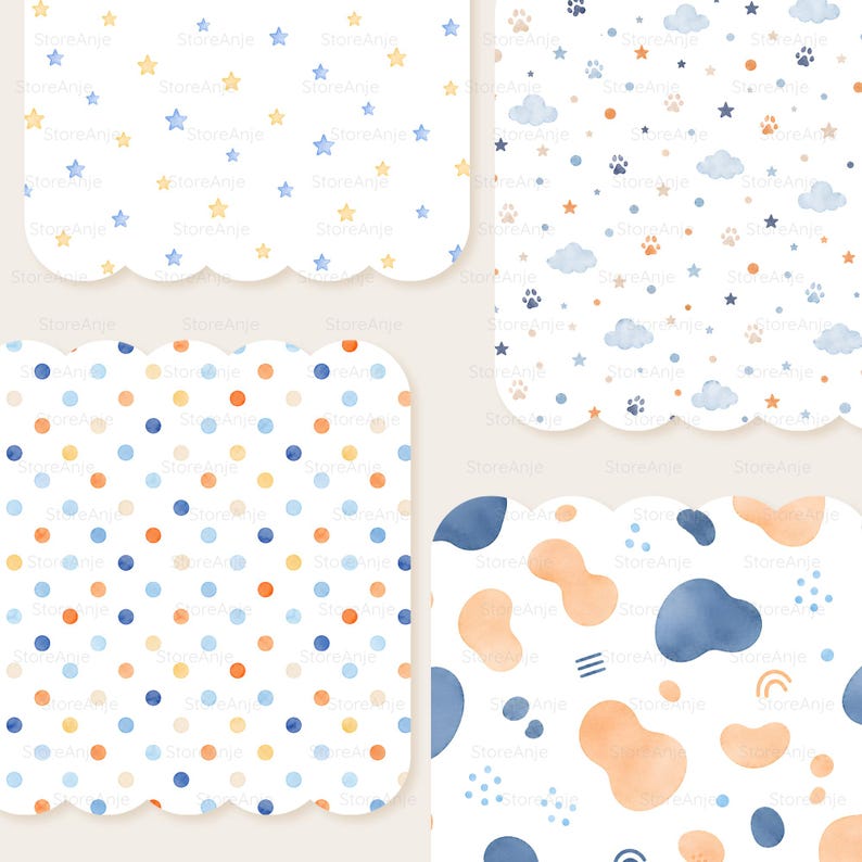 Cartoon Puppy Digital Papers • Rescue Dog Backgrounds • Watercolor ...
