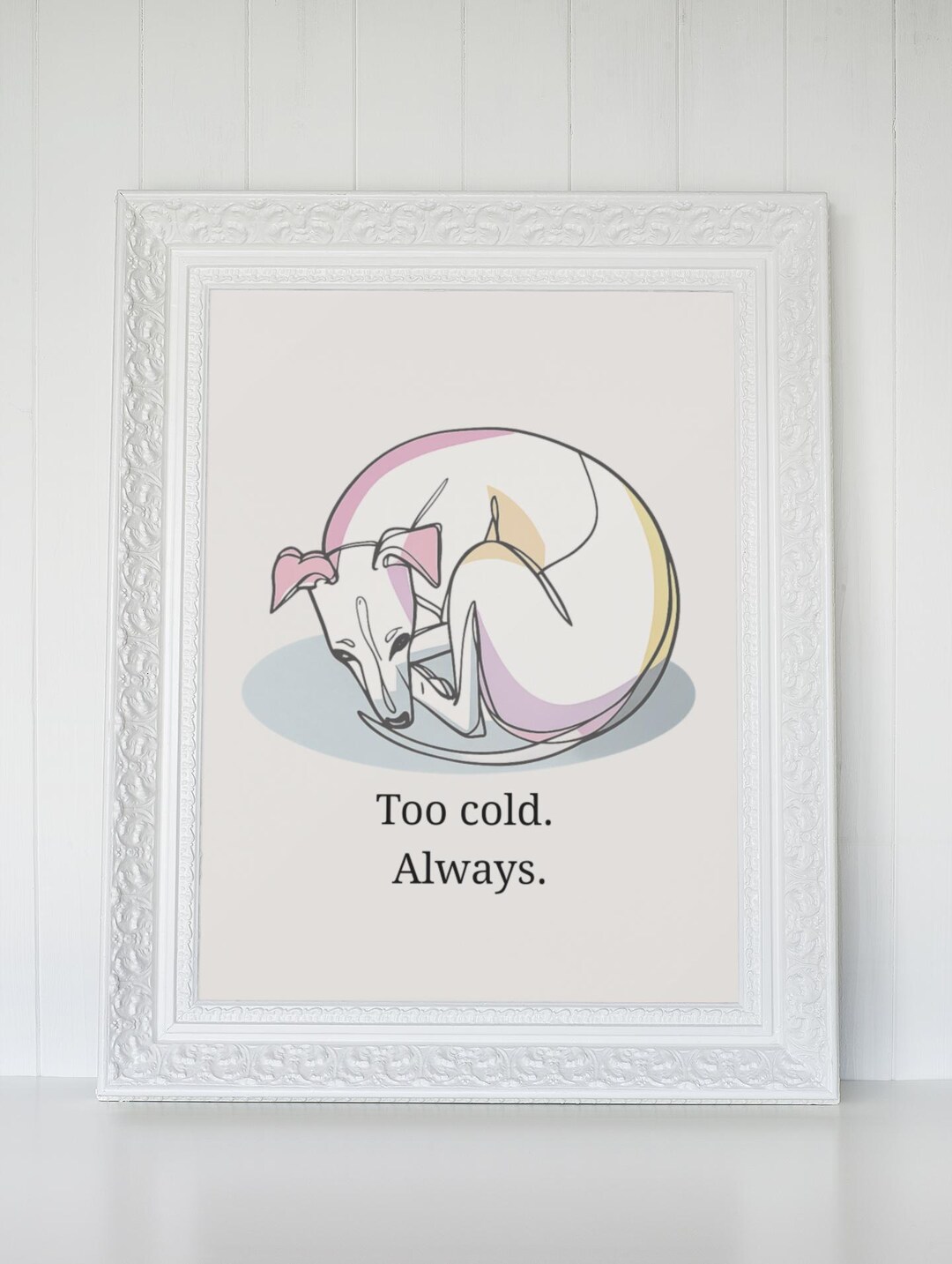 Italian Greyhound Wall Art Print – Minimalist Dog Portrait - Too Cold ...