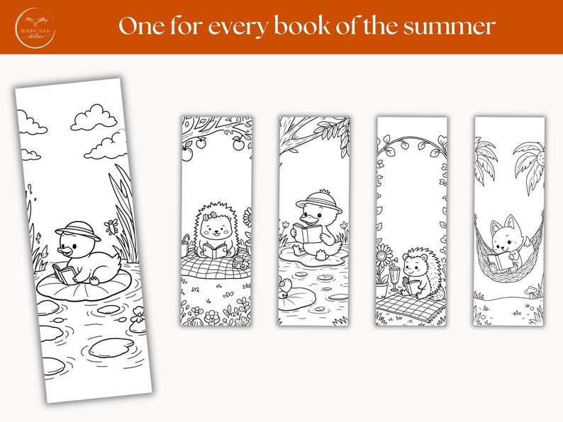 35 Summer Coloring Bookmarks for Kids, Digital Animal Bookmarks to ...