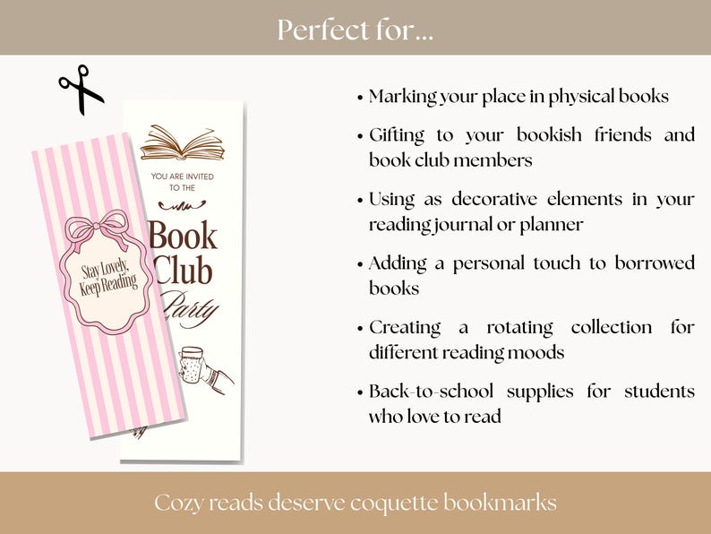 Coquette Bookmarks Printable Set of 14 | Preppy Book Lover Bookmarks ...