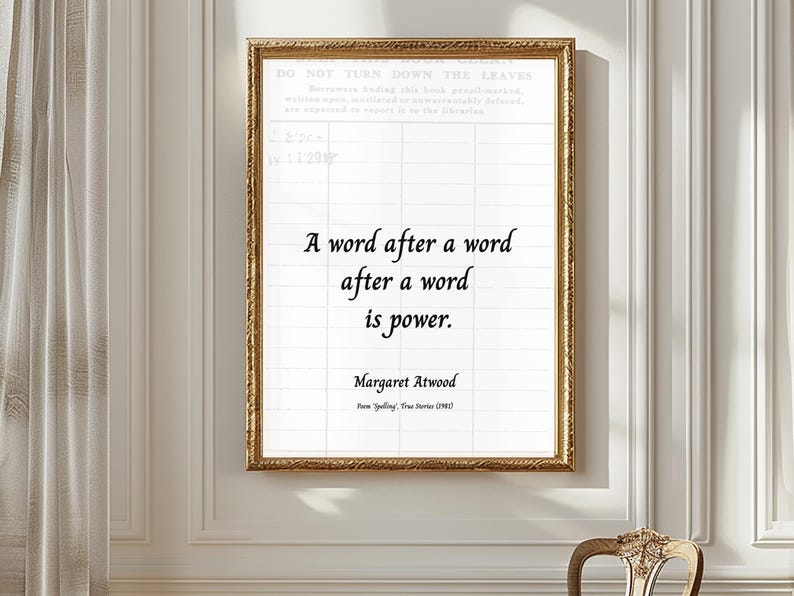 Margaret Atwood Quote Print | Library Card Design | Book Quote Poster ...