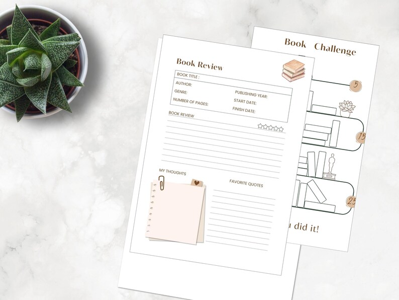 Printable Reading Journal 2026 - Digital Book Tracker & Planner - Reading Log and Review - Book ...