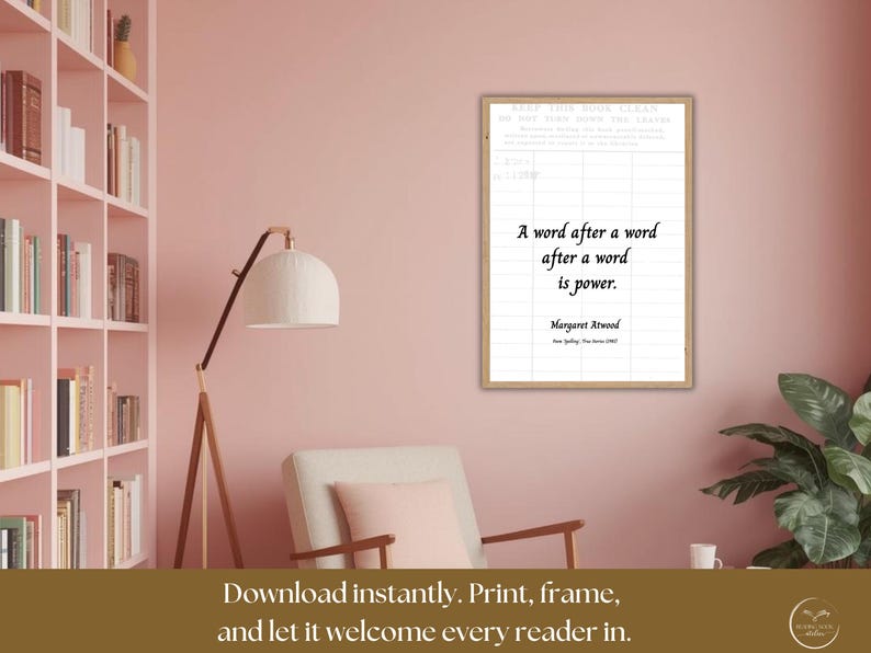Margaret Atwood Quote Print | Library Card Design | Book Quote Poster ...