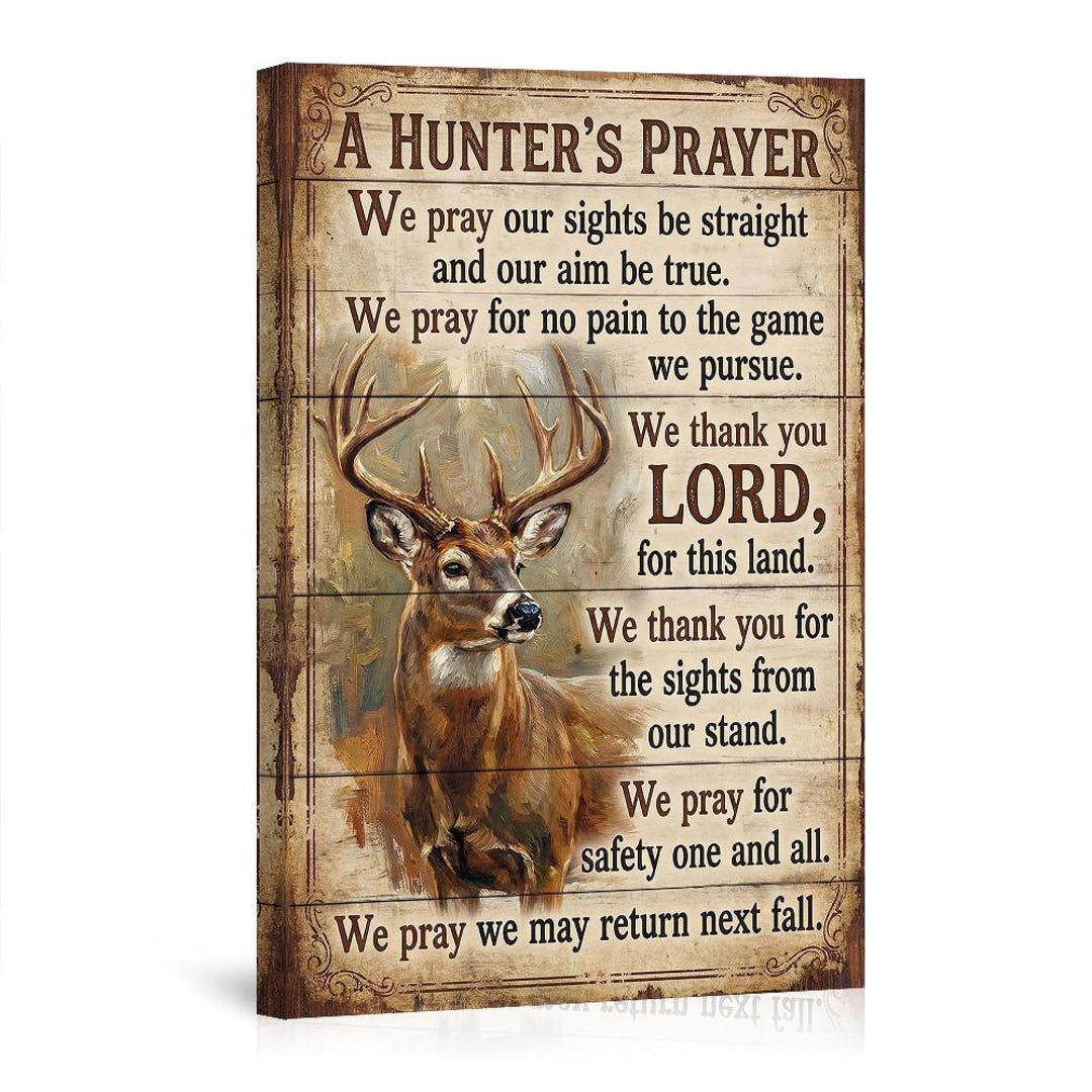 Hunter's Prayer Deer Canvas Print, Farmhouse Wall Art - Etsy