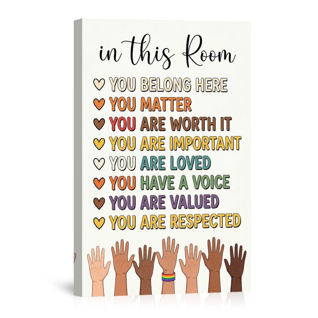 In This Room You Belong Here Canvas Wall Art Print Diversity Inclusion ...