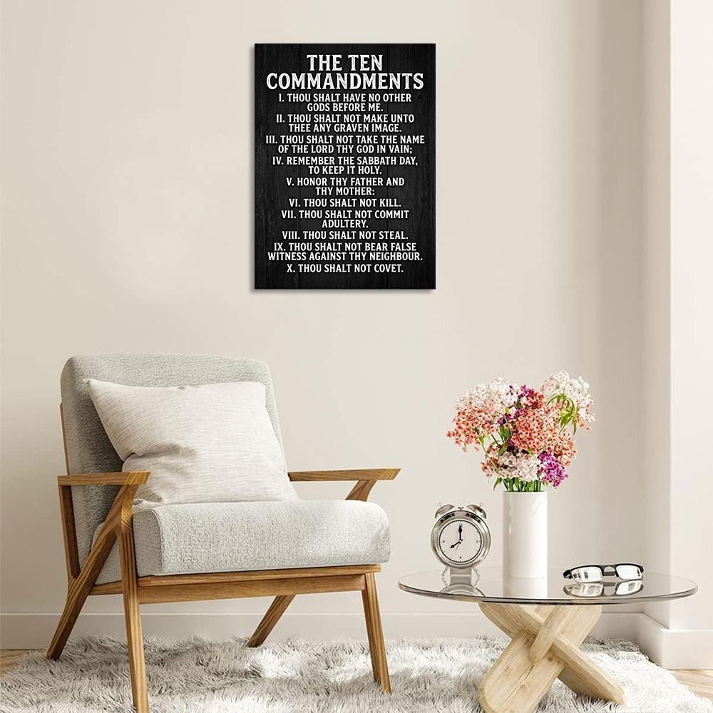 The Ten Commandments Rustic Wood Christian Wall Art Poster for Church ...