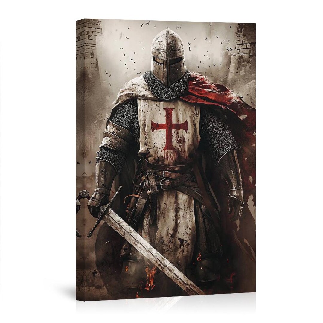 Templar Knight Canvas Print, Gothic Crusader Wall Art - Etsy
