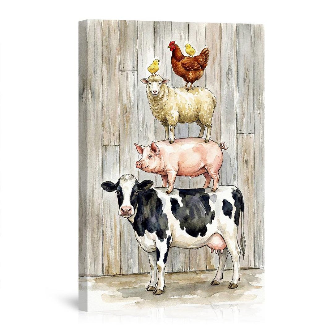Stacked Farm Animals Canvas Print, Rustic Farmhouse Decor - Etsy