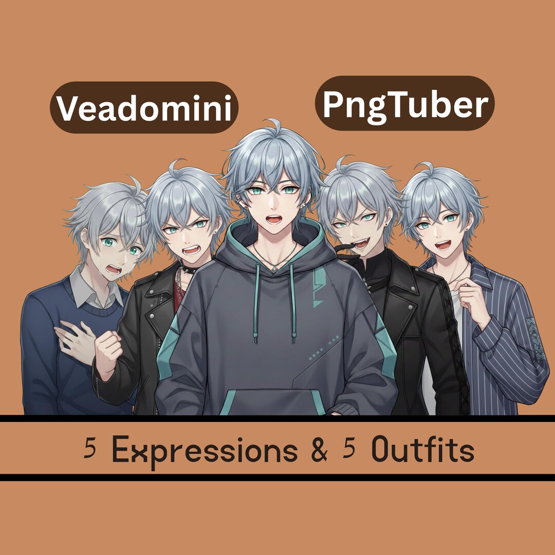 Male Pngtuber Model | 5 Expressions, Outfits (instant Download) - Etsy